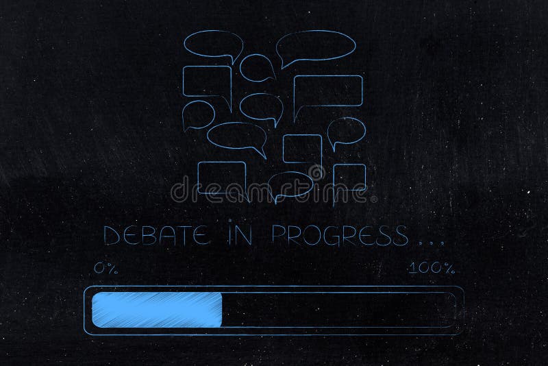 Debate in Progress Speech Bubbles Over Bar Loading Stock Photo - Image ...