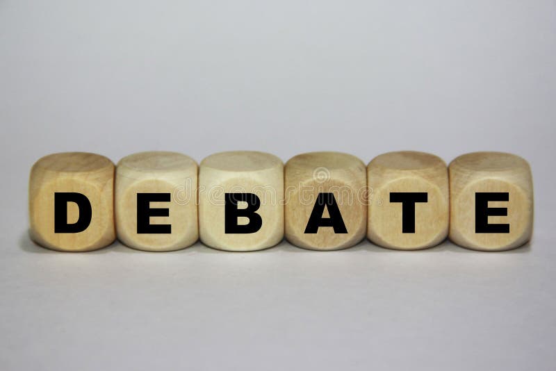 Debate Title - Wooden Cubes Concept - White Background Stock Photo ...