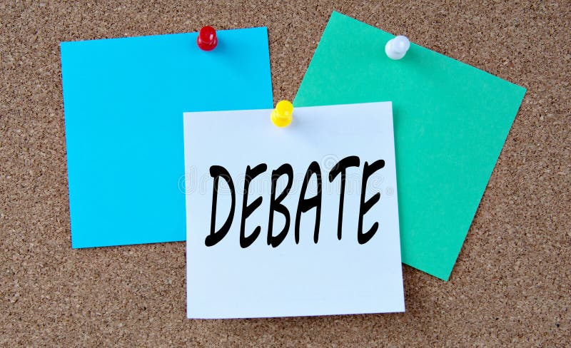 DEBATE - Word on Colorful Pieces of Paper Attached To the Note Board ...