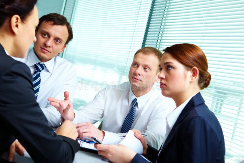 Moment of discussion stock image. Image of corporate - 17371573