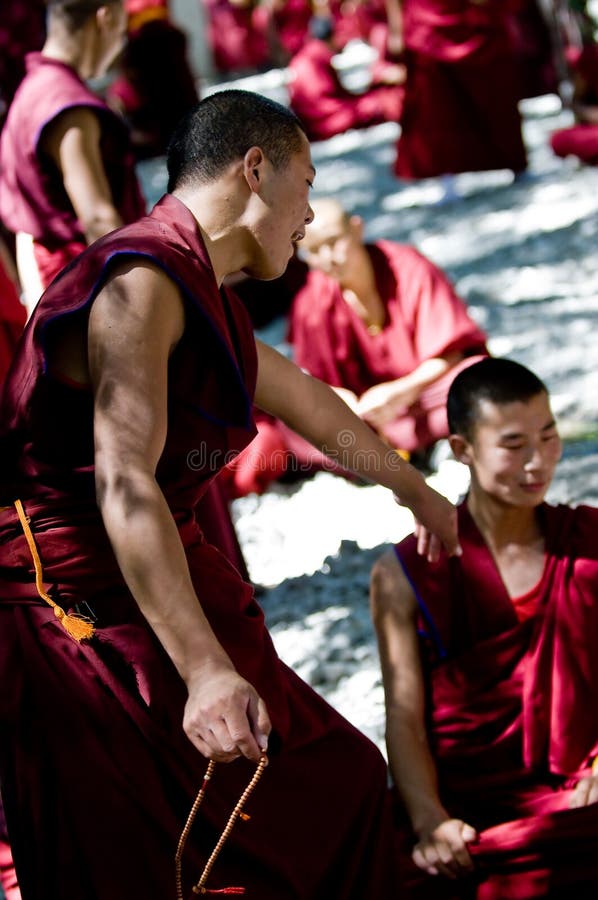 Debating Monks editorial photo. Image of tibet, monastery - 5014236