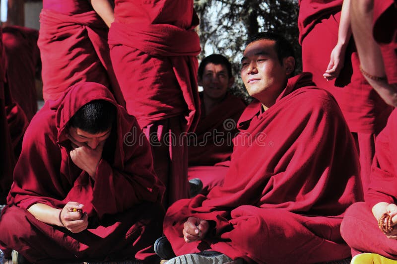 Debating monks in Tibet editorial stock photo. Image of people - 55821293