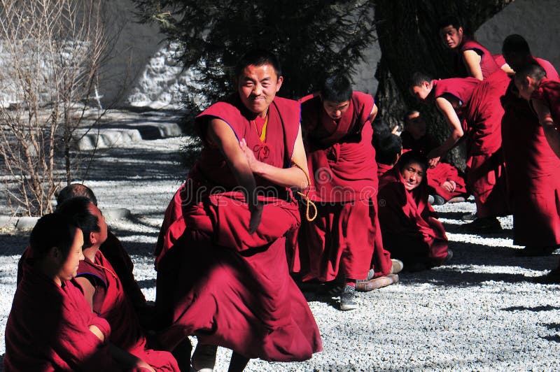 Debating monks in Tibet editorial image. Image of buddhist - 55821335