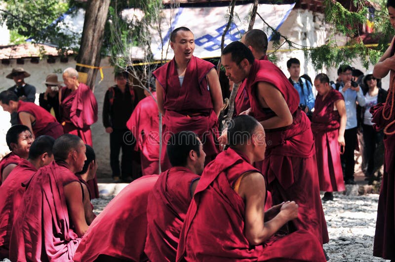Debating monks in Tibet editorial stock photo. Image of religion - 55903598