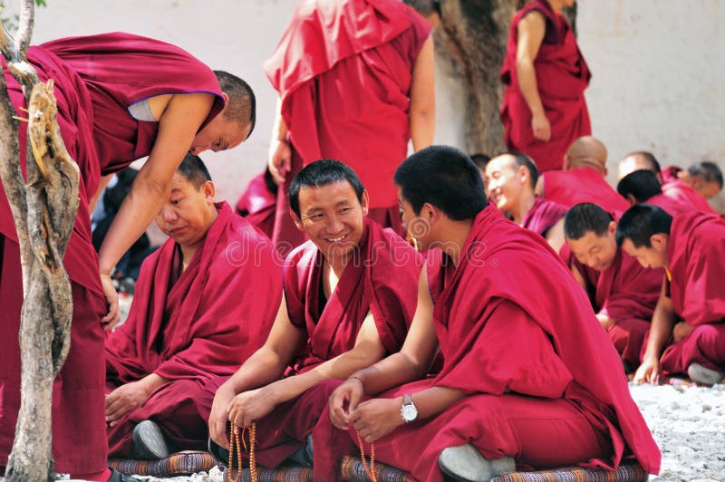 Debating monks in Tibet editorial stock photo. Image of moot - 55904513