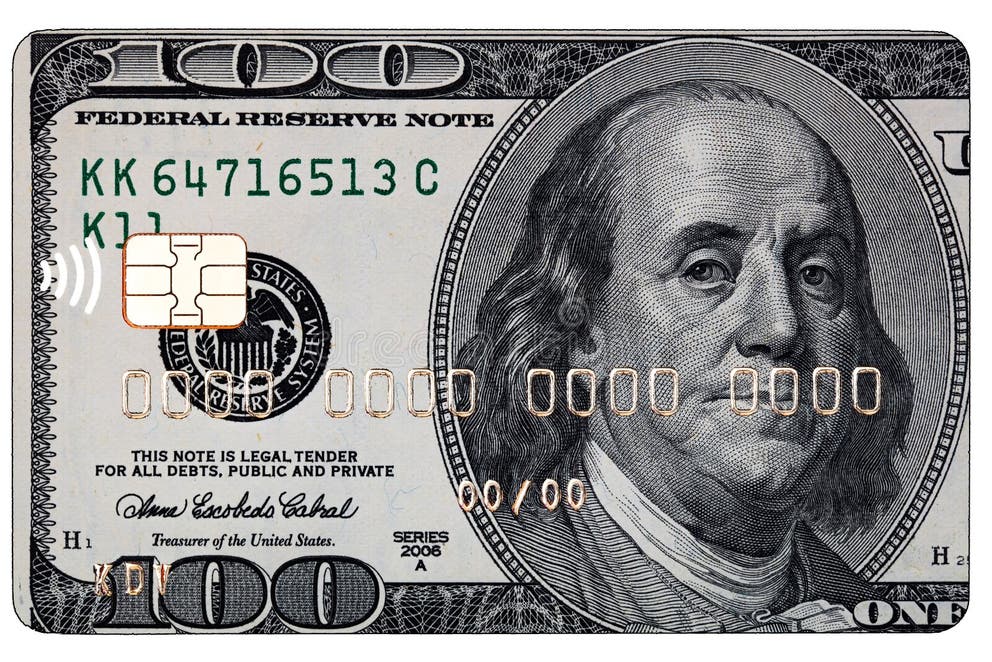 Debit card with 100 dollar stock photo. Image of isolated - 216141286