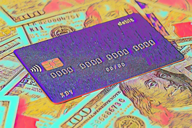 Debit Card and US 100 Dollar Banknote Stock Photo - Image of electronic ...