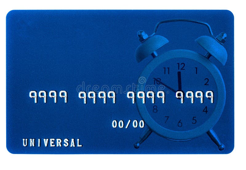 Debit, Credit Card with Clock Design Closeup Stock Image - Image of ...