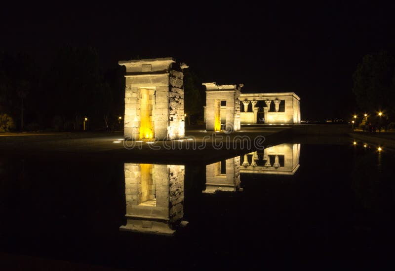 Debod s Temple at night stock photo. Image of monument - 27342098