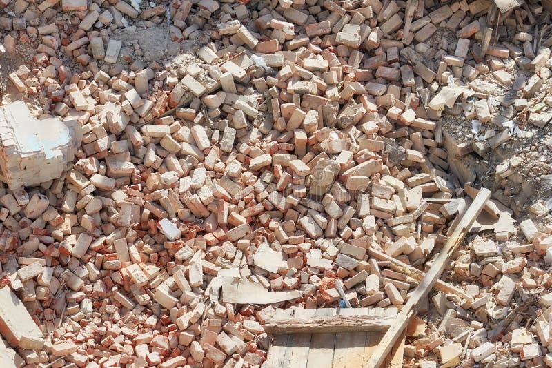 Debris on Building Demolition or Explosion Site, View from Above Stock ...