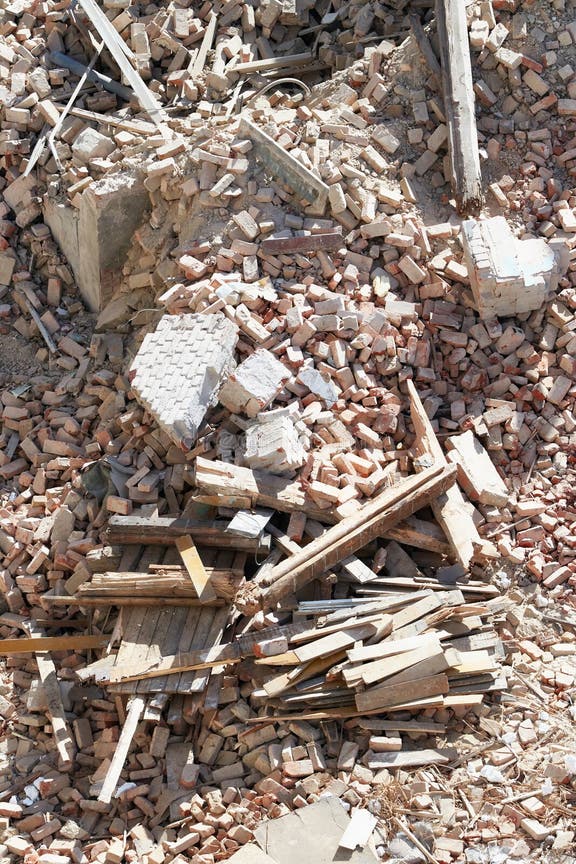Debris on Building Demolition or Explosion Site, View from Above Stock ...