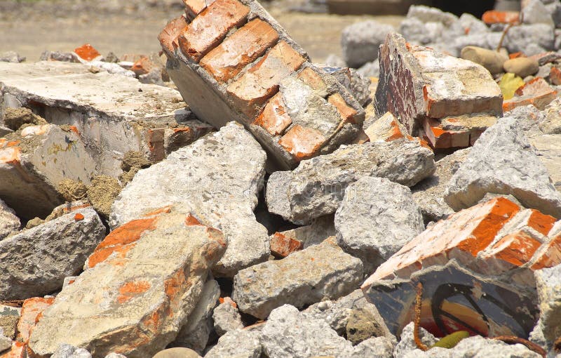 Debris at Destroyed Construction Site Stock Image - Image of disaster ...
