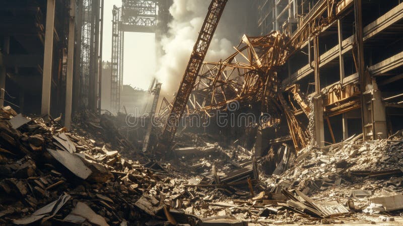 Debris and Destroyed Structure in the Aftermath of a Disaster Stock ...
