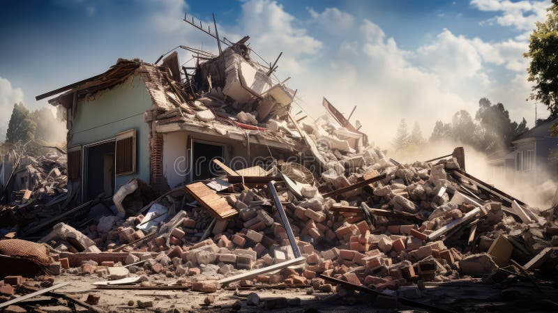 Debris disaster house stock illustration. Illustration of shattered ...