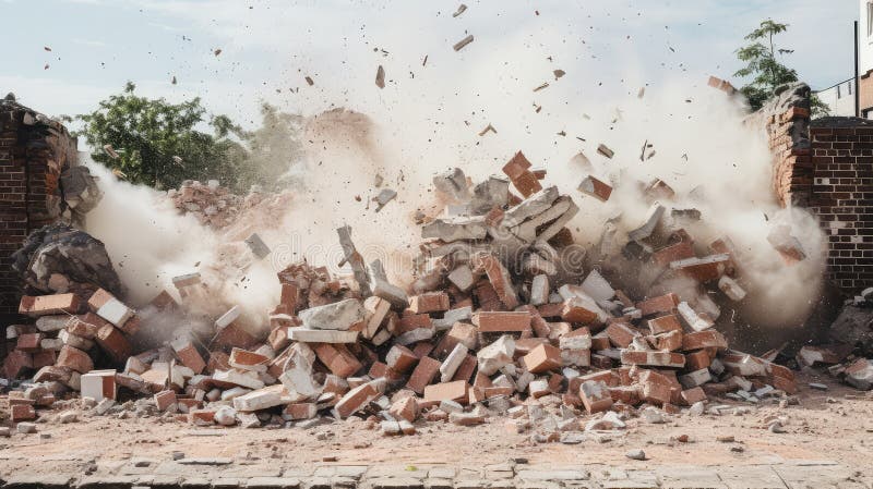 Rubble Exploding Brick Wall Stock Photos - Free & Royalty-Free Stock Photos from Dreamstime