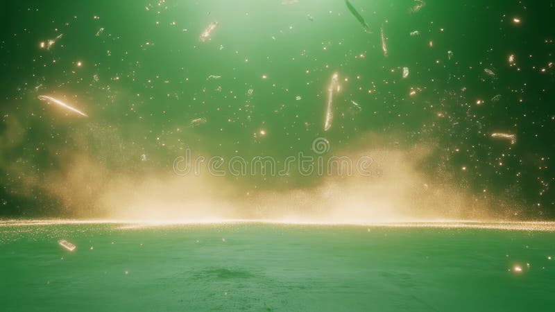 Debris Falling on Green Screen Background with Dust Cloud Stock Footage ...