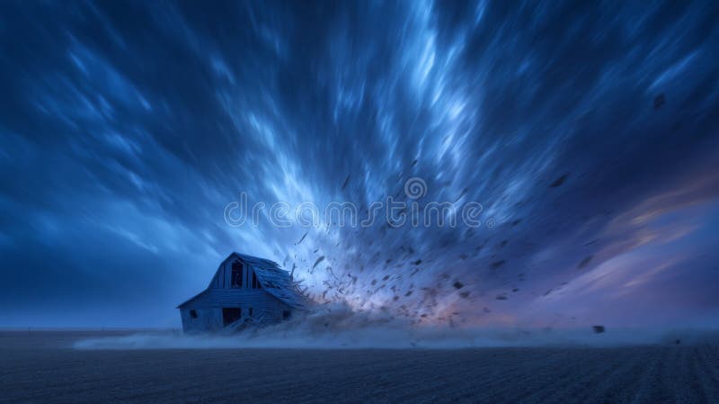 Debris Flying Upward As Tornado Hits Small Rural Barn at Close Range ...