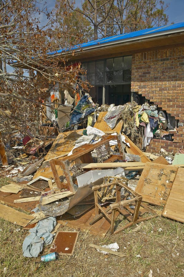 Debris in Front of House Heavily Hit Editorial Stock Image - Image of ...