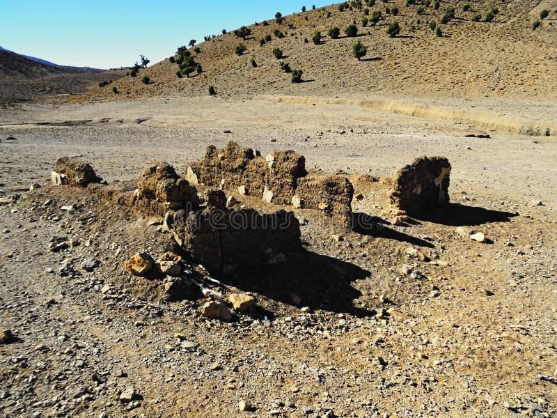 Debris of Moroccan Dwelling in Desert. Stock Image - Image of morocco ...