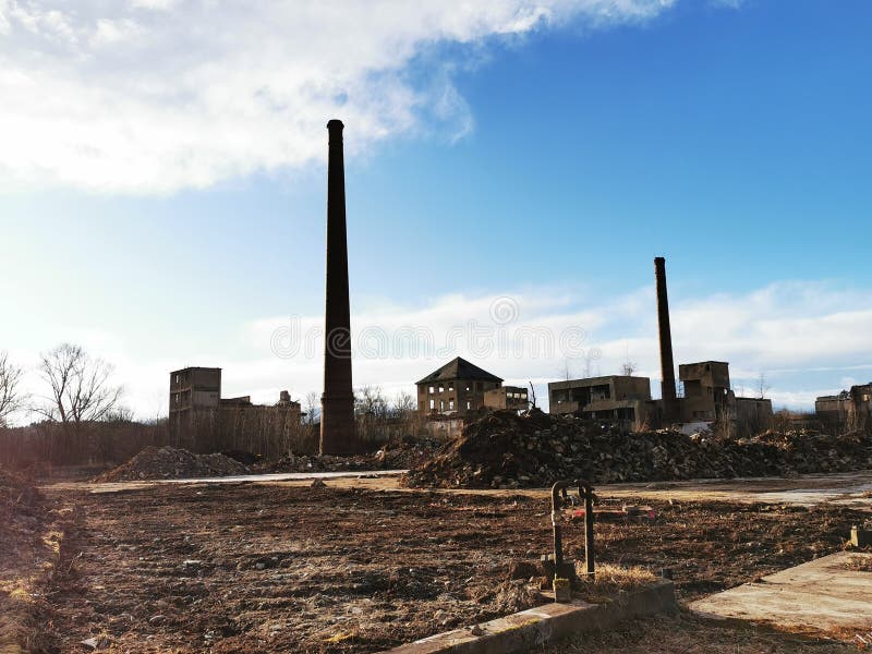 Debris of Old Factory Building Stock Image - Image of destruction, pile ...