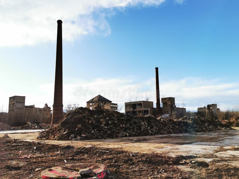 Debris of Old Factory Building Stock Photo - Image of urban, pile ...