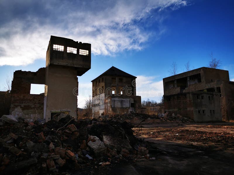 Debris of Old Factory Building Stock Photo - Image of wall, disaster ...