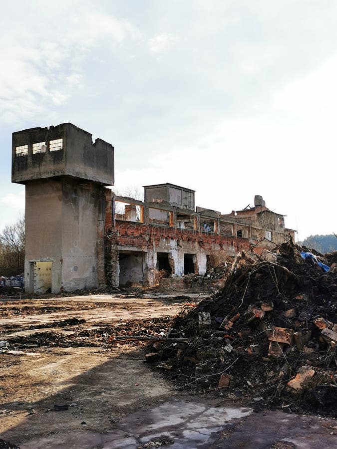 Debris of Old Factory Building Stock Photo - Image of industrial ...