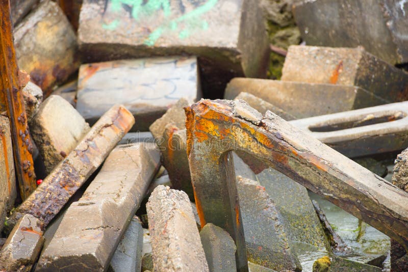 Rubble of Collapsed Building Post-earthquake. Many Walls of Buildings ...