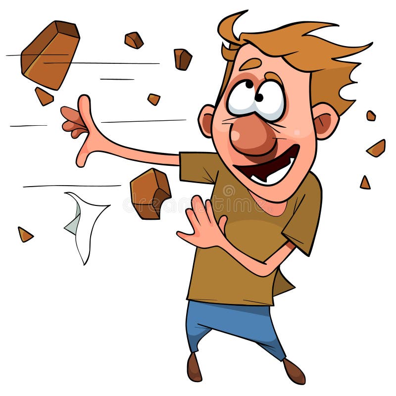 Debris and Trash Fly in a Cartoon Stunned Man Stock Vector ...