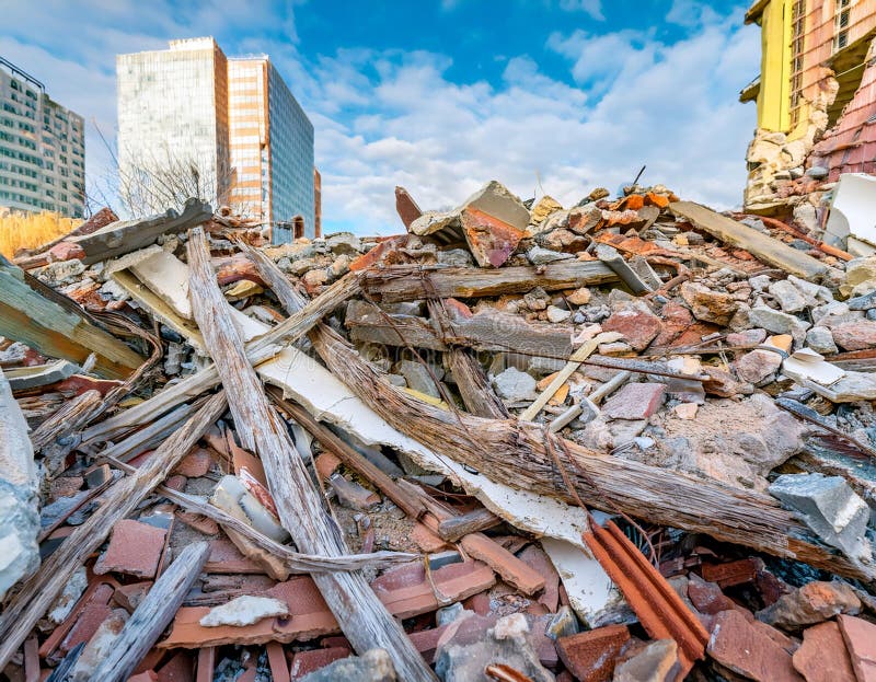 Debris and Wreckage from a Destruction Site, Illustrating Damage, Ruins ...