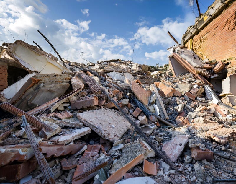 Debris and Wreckage from a Destruction Site, Illustrating Damage, Ruins ...