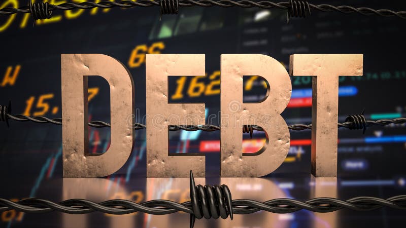 The Debt and Barbed Wire on Business Background 3d Rendering Stock ...