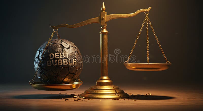 Debt Bubble on Scale stock illustration. Illustration of cracking ...