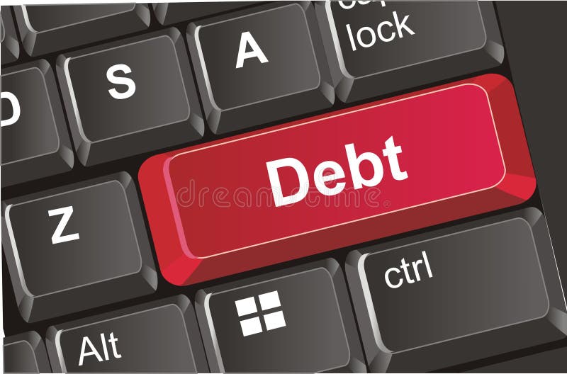Red debt button stock illustration. Illustration of input - 151466940