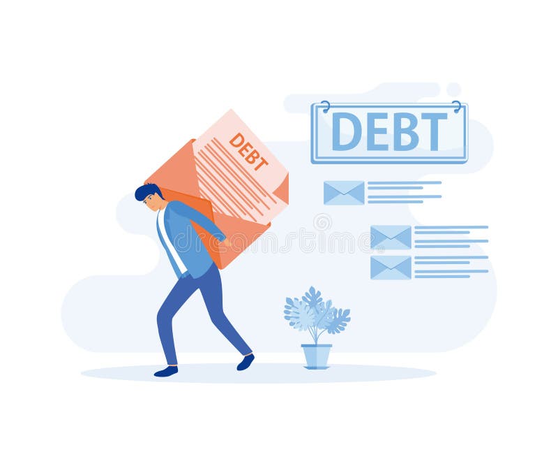 Debt Concept. Man in Suit, Businessman Bears a Debt on His Back, Stock Vector - Illustration of ...