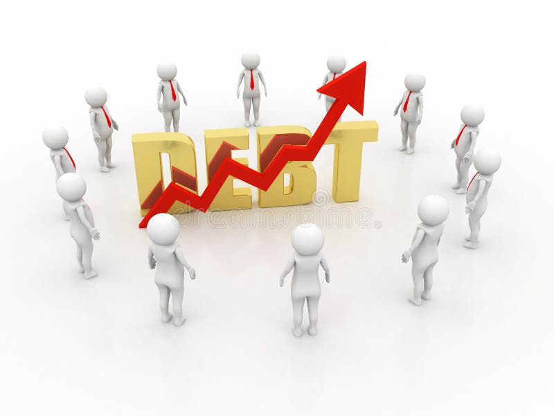 Debt Concept in White Background. 3d Render Stock Illustration ...