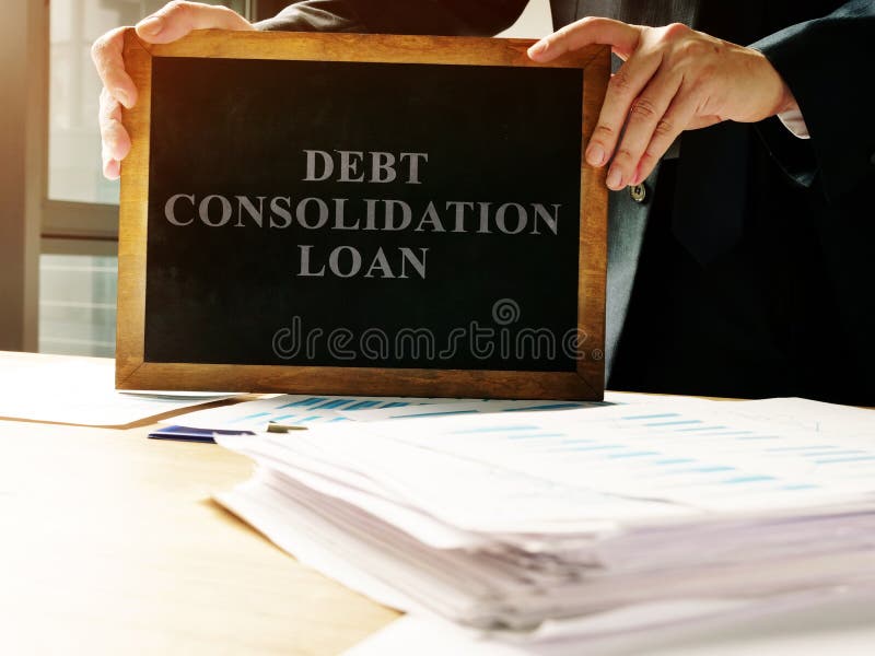 Debt Consolidation Loan Sign and Pile of Papers Stock Image - Image of ...