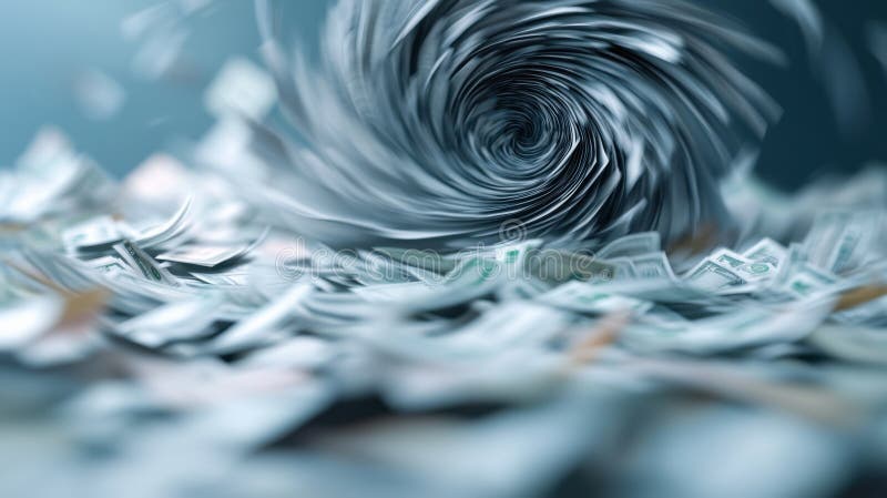Swirling Vortex of Money Creates Dynamic and Chaotic Visual Effect ...