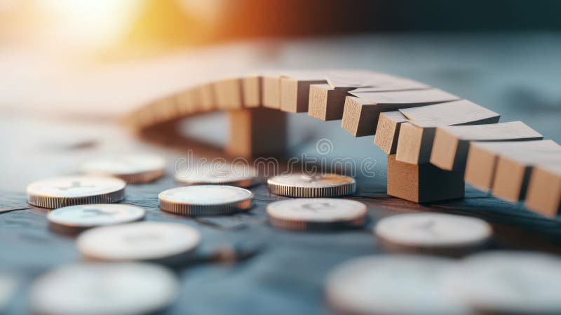 Symbolic Broken Bridge Over Coins Representing Financial Failure and ...