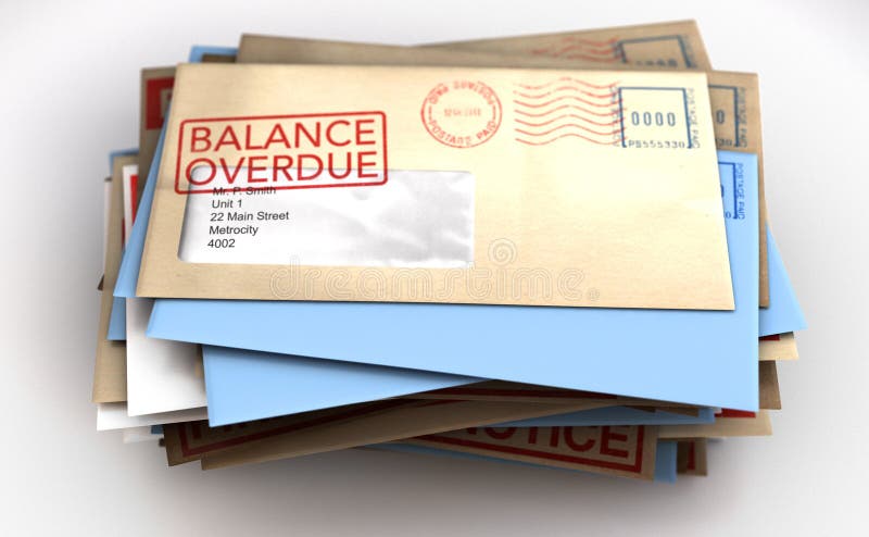 Debt Envelope Scattered Stack Stock Photo - Image of deadline, isolated ...