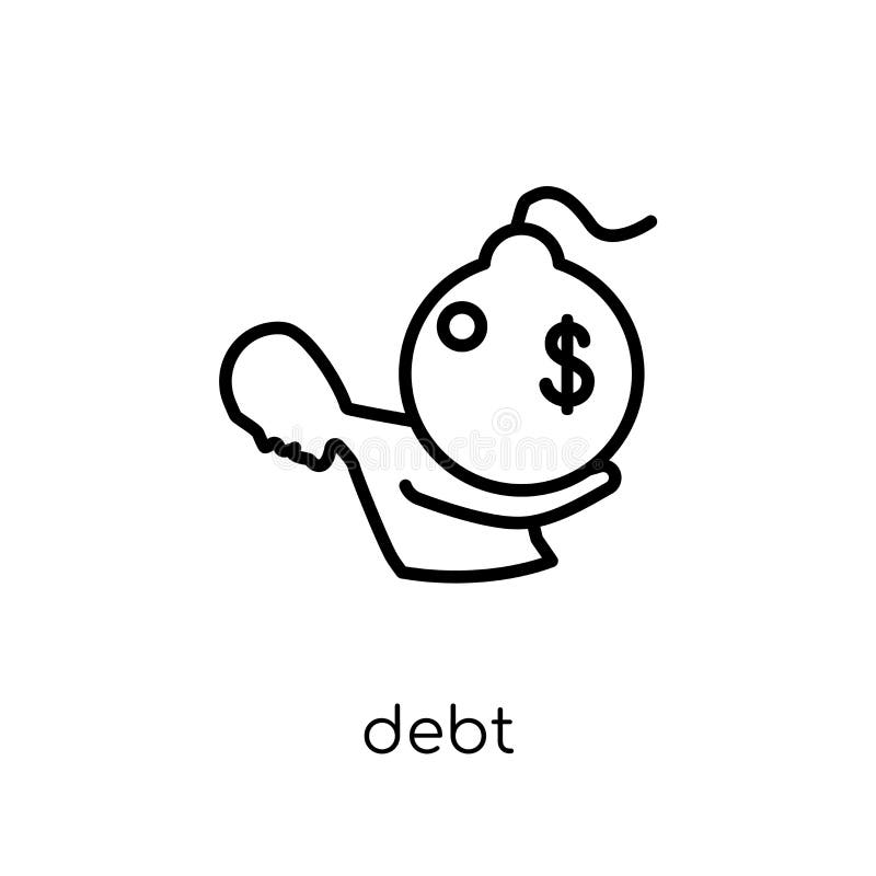 Debt Icon. Trendy Modern Flat Linear Vector Debt Icon on White B Stock ...