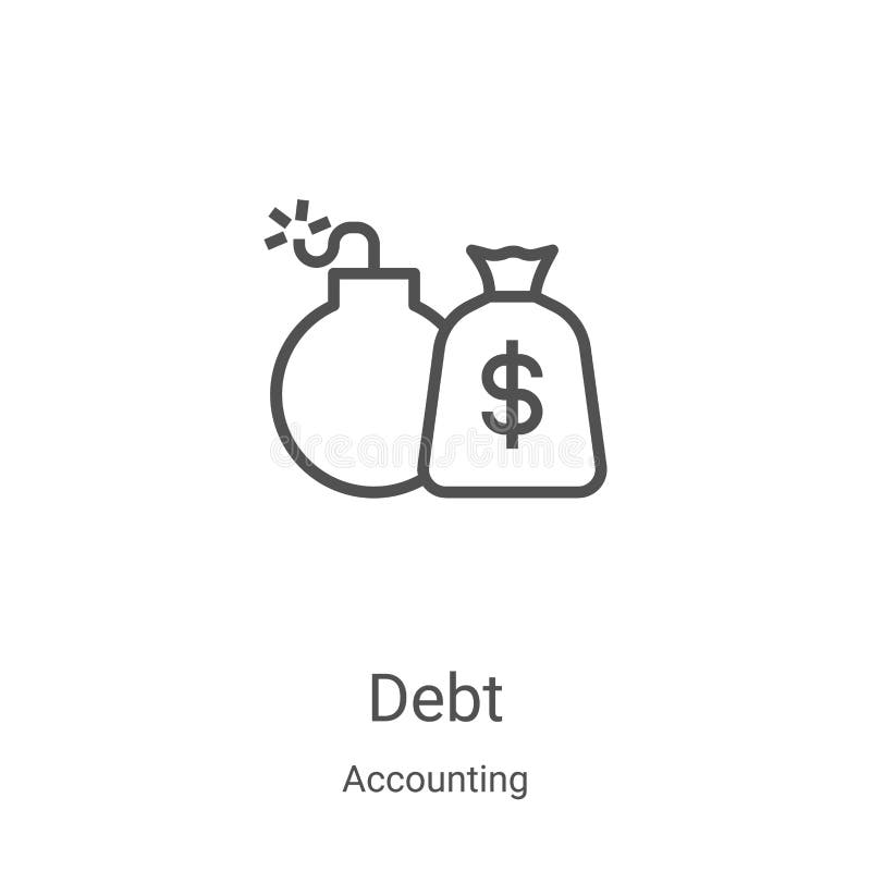 Debt Icon Vector from Accounting Collection. Thin Line Debt Outline ...