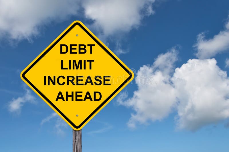 Debt Limit Increase Ahead Caution Sign - Blue Sky Background Stock ...