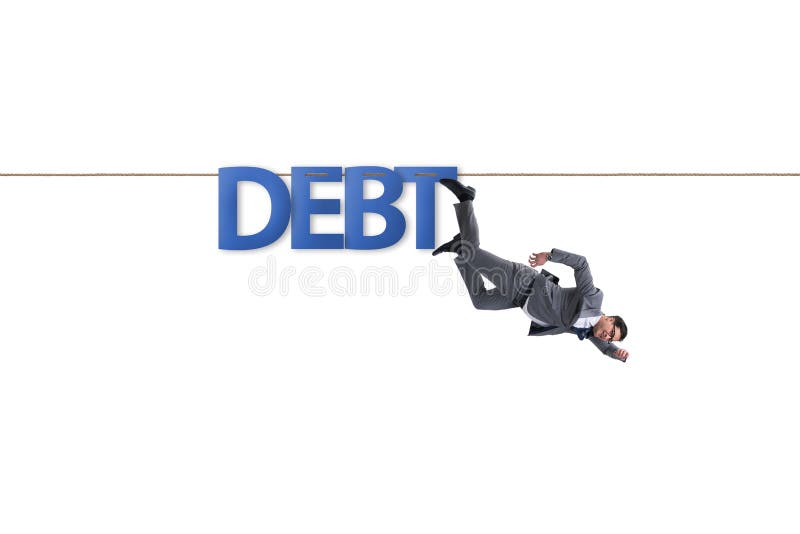 The Debt and Loan Concept with Businessman Walking on Tight Rope Stock ...