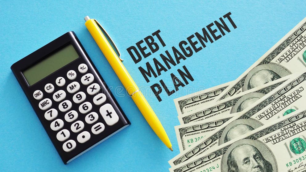 Debt Management Plan DMP is Shown Using the Text and Photo of Calculator and Dollars Stock Photo ...