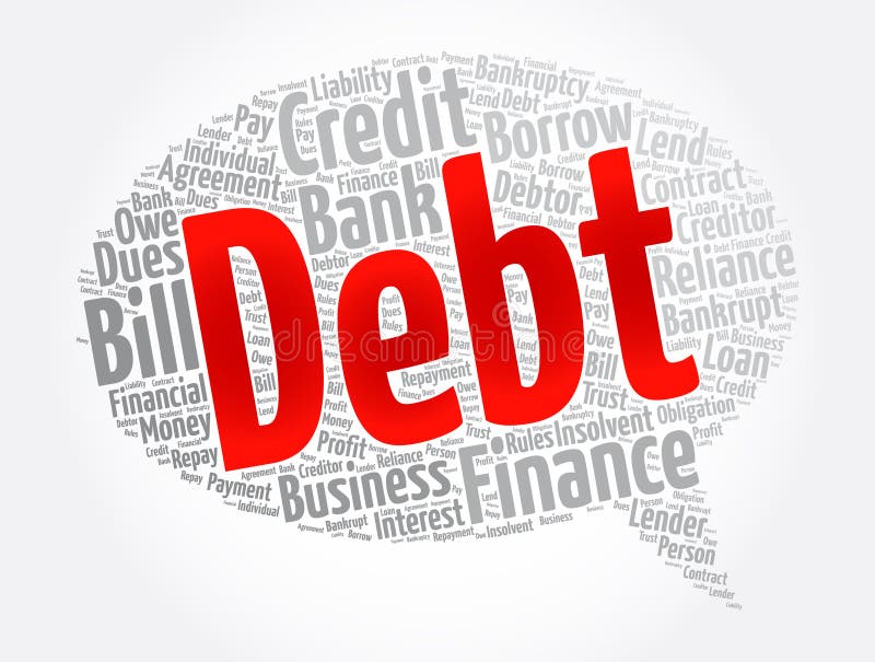 Debt Message Bubble Word Cloud Collage, Business Concept Background ...