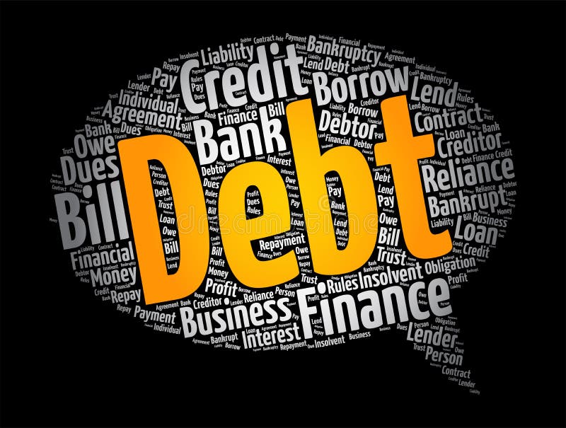 Debt Message Bubble Word Cloud Collage, Business Concept Background ...