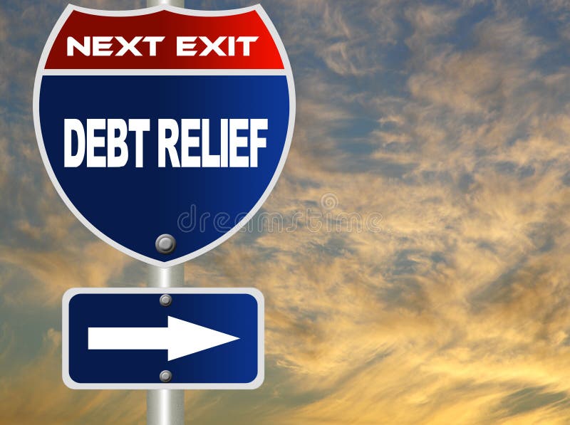 Debt relief road sign stock illustration. Illustration of relief - 21820396