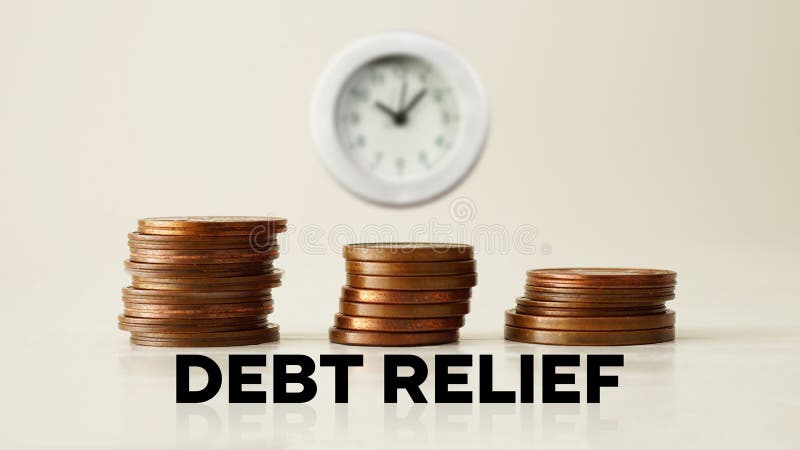 Debt Relief is Shown Using the Text and Photo of Coins Stock Image ...