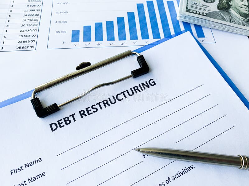 Debt Restructuring Document with Graph on Table. Stock Image - Image of ...